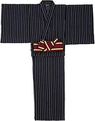 Generic Kimono traditionnel japonais &agrave; manches longues pour homme - Peignoir de bain Yukata facile &agrave; porter - Chemise de nuit unisexe avec ceinture Obi, 24 Bl