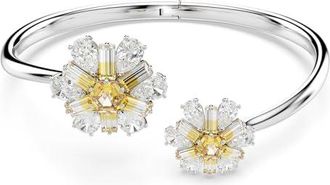 Swarovski Bracelet-jonc Idyllia, Fleur, Jaune, Métal rhodié