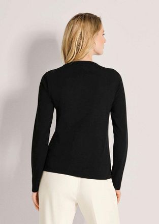 Madeleine Langarmshirt Elegantes Shirt mit Schmucksteinen Baumwoll-Stretch mit Rundhals und langen &Auml;rmeln