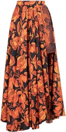 Roberto Cavalli Python-Print Asymmetrischer Maxirock - - Skirts - Damen - Orange - S