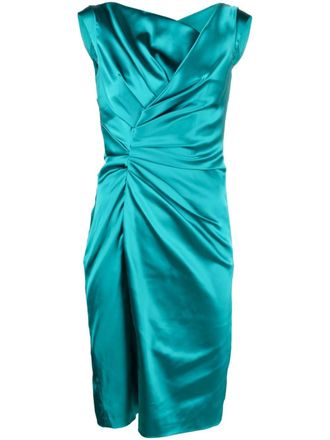 Talbot Runhof robe mi-longue à fronces - Vert