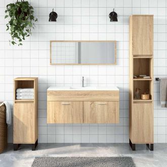 vidaXL Badschrank mit Spiegel Sonoma-Eiche Holzwerkstoff Vidaxl