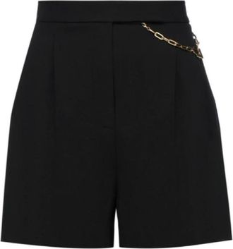 Elisabetta Franchi Femme, Shorts, Noir, Taille: 36 FR Short Gabardine avec Logo Bijou