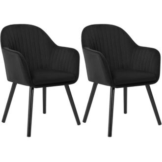 Woltu Woltu - Lot de 2 Chaises de Salle &agrave; Manger Assise en Velours, Chaise pour Cuisine-Salon-Caf&eacute;, Noir