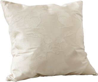 Loberon Kissenh&uuml;lle Lunavine - Aufwendig Bestickt - Verdeckter Rei&szlig;verschluss - Kissenbezug - Osterhase - Osterdeko - Ostertextilien - Baumwolle - Viskose, Cr