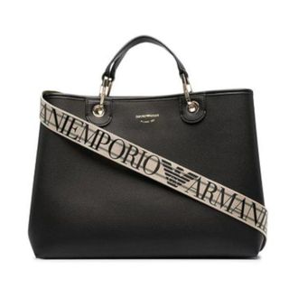 Emporio Armani Femme, Sacs, Noir, Taille: ONE Size Sac shopper MyEA moyen avec imprimé cerf