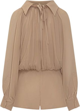 Marni Femme, Combinaisons et Ensembles, Beige, Taille: 36 FR Combinaison-short en cr&eacute;pon avec fronces