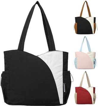 Generic Sac fourre-tout simple couleur contrast&eacute;e, sac &agrave; bandouli&egrave;re d&eacute;contract&eacute;, sacoche en nylon (noir)