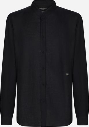 Dolce & Gabbana Hemd Martini Aus Leinen Mit Dg Hardware - Mann Hemden Blau Leinen 37