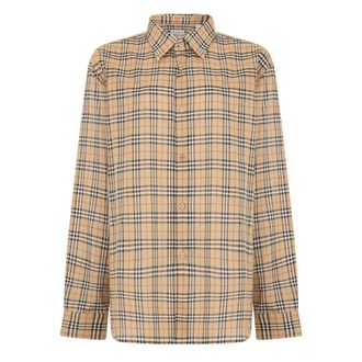 Burberry Kariertes Langarmhemd - - Shirts - Herren - Beige - S