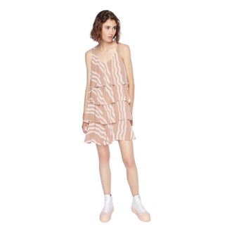 A|X Armani Exchange Gestreiftes gestuftes Minikleid beige - - Dresses - Damen - Rosa - 4XS