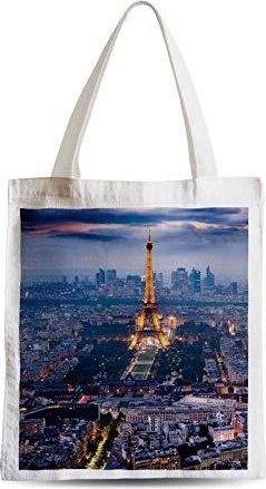 Fabulous Grand Sac Shopping Plage Etudiant Paris Tour Eiffel Ville Monument France Nuit Lumieres, Blanc, Taille unique