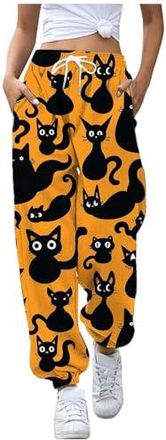 Generic Pantalon de surv&ecirc;tement athl&eacute;tique et d&eacute;contract&eacute; taille haute &eacute;lastique &agrave; lacets pour femme - Automne et hiver (1), Noir, XXL