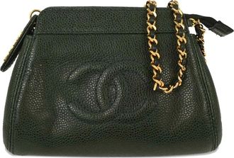 Chanel 1997-1999 mini Tasche aus Kaviarleder - Gr&uuml;n