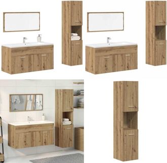 vidaXL 3-tlg. Badmöbel-Set Artisan-Eiche Holzwerkstoff - Vidaxl