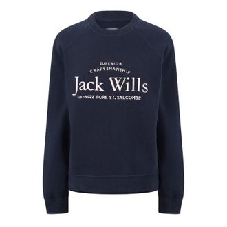 Jack Wills Hunston Sweatshirt f&uuml;r Damen, Rundhalsausschnitt (Marine)