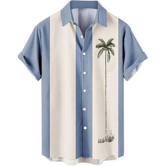 Generic Chemises hawa&iuml;ennes amusantes pour homme boutonn&eacute;es pour la plage, croisi&egrave;re, chemise tropicale &agrave; manches courtes, flamant rose, palmier hawa&iuml;en, chem