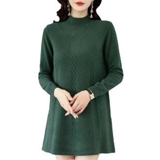 Generic Pull tricoté à manches longues et col montant pour femme, Gris 9 En8, XL