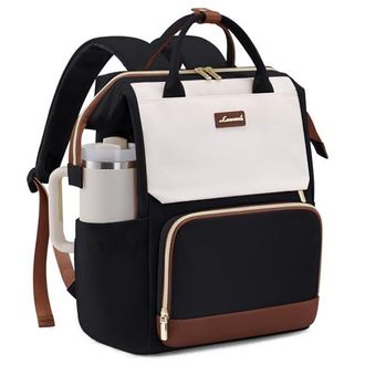 Lovevook Sac &agrave; dos pour ordinateur portable avec grande poche pour bouteille deau, beige, noir, marron, 17.3 Zoll
