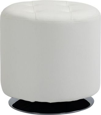 HOMCOM Repose pied salon - HOMCOM - pivotant &agrave; 360&deg; - rond - rembourr&eacute; en PU - base en acier - &Oslash; 45,5 x 44,5 cm - blanc