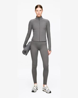 Arket Weiche Stretch-Jacke Mit Rei&szlig;verschluss -Grau