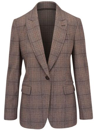 Brunello Cucinelli blazer boutonn&eacute; &agrave; carreaux - Marron