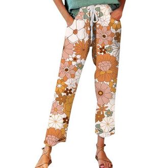 Generic Pantalon Femme &Eacute;t&eacute; Lin D&eacute;contract&eacute; Fluide Pantalons Longs D&eacute;contract&eacute;s pour Femmes Printemps&eacute;t&eacute; Vetement Femme Grande Taille Taille Elastique (Ye1 XXX