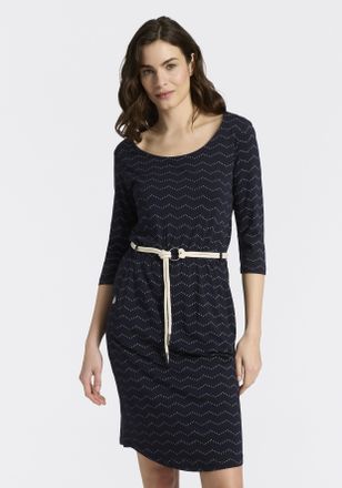Ragwear Jerseykleid RAGWEAR LILITHA ZIG ZAG O, Damen, Gr. XXL, N-Gr, navy, Jersey, Obermaterial: 50% Baumwolle, 50% Modal, gemustert, kniefrei, Rundhals, Klei