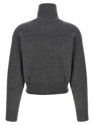 Brunello Cucinelli Wool Zip-Front Crop Cardigan - Charcoal