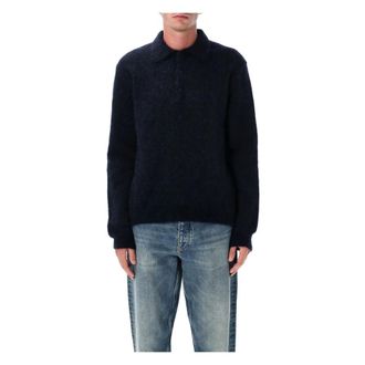 Sunflower Homme, Pulls, Bleu, Taille: M Pull en Tricot Bleu Marine Polo Aw25