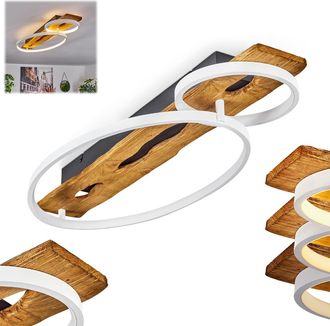 HOFSTEIN LED Deckenleuchte Nevogilde, dimmbare Deckenlampe aus Metall/Holz/Kunststoff in Anthazit/Natur/Wei&szlig;, Leuchte im skandinavischen Design, dimmbar &uuml;ber L