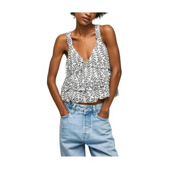 Pepe Jeans London Elegantes V-Ausschnitt Top f&uuml;r Frauen - - Tops - Damen - Grau - L
