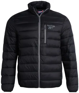 Reebok Herren-Winterjacke, winddicht, wasserabweisend, gesteppt, leicht, isoliert, Pufferjacke f&uuml;r Herren, Schwarz, S