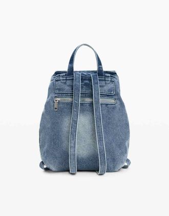 Desigual Kleiner Jeans-Rucksack in Blau mit kleinem Anh&auml;nger