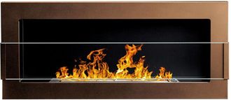 Selsey Selsey ASTRALIS - Wandkamin / Bioethanol-Kamin mit Sicherheitsglas, rechteckig, 90 x 40 cm (Braun mit Struktur)