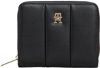 Tommy Hilfiger Damen Th Icon Med Za Quilted Aw0aw17746 Geldb&ouml;rse mit umlaufendem Rei&szlig;verschluss, Black (Black)