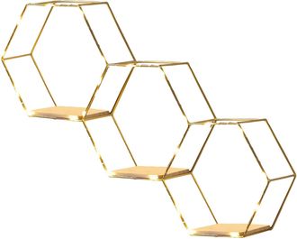 Generic Sechseckige Wandregale - schwebende Wandregale, Wandaufbewahrungsorganisator | Wabenregal mit Lichtern, geometrisches Wandregal f&uuml;r Wohnzimmer, K&uuml;che,