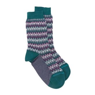 Missoni Femme, Sous-v&ecirc;tements, Vert, Taille: ONE Size Geometric Pattern Crew Socks