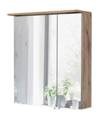 Schildmeyer Spiegelschrank Milan 134891, Eiche Landhaus Dekor, 60,5 x 16 x 72,3 cm