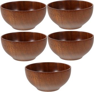 Cabilock 5stücke Holz Salatschüssel Robuste Holzschale Für Suppe Nudeln Salat Multifunktionale Holzschale Aus Akazienholz Praktisch Und Leicht Zu Reinigen