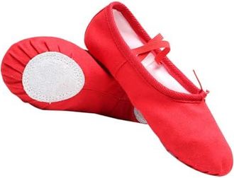 Supvox Pantoufles de Ballet Rouges Taille 31 en Toile Semelle Souple Antid&eacute;rapante L&eacute;gers et Respirants Chaussures de Danse et Yoga pour Entra&icirc;nement et Perf