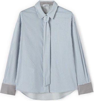 Motivi Femme, Blouses et Chemises, Bleu, Taille: 46 FR Chemise Popeline Ray&eacute;e avec