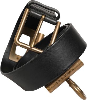 Dolce & Gabbana Homme, Accessoires, Noir, Taille: ONE Size Side Rings Brass Buckle Belt