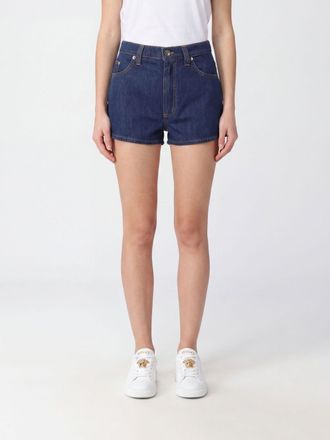 Versace Short en jean en denim de coton avec logo Medusa