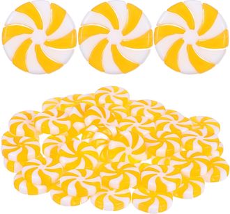 Artibetter 50 St&uuml;ck Selbstgemacht Runde Acrylperlen Weihnachtsbaum Anh&auml;nger in Gelb Wei&szlig; Dekorative Schmuckperlen f&uuml;r Basteln und Geschenkgestaltung