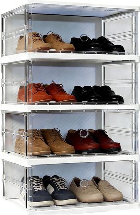 Generico Schuhschrank | Organizer f&uuml;r Schuhe, stapelbar und faltbar, mit magnetischer T&uuml;r, f&uuml;r Zuhause, Wohnung, Schlafzimmer, Zimmer, Flur, Schrank
