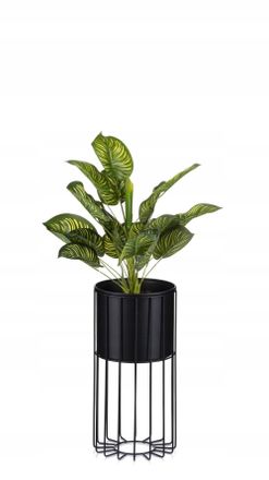 HowHomely Moderne Blumenst&auml;nder Metall 42 cm Hoch mit Schwarz Blumentopf Rund 19 cm &Oslash; auf Robuste St&auml;nder - Pflanzenst&auml;nder zur Dekoration Innenr&auml;umen