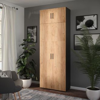 Vicco Armoire universelle Ingo, Anthracite/ch&ecirc;ne dor&eacute;, 80x223.8cm avec fixation darmoire, Vicco