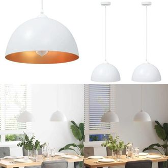vidaXL Pendelleuchten 2 Stk. Höhenverstellbar E27 Weiß ø 30 cm Metall - Vidaxl