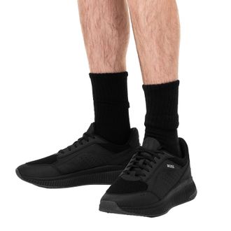 HUGO BOSS TTNM EVO Sneaker f&uuml;r Herren, Leder, Klobiger Absatz (Schwarz)